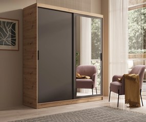 ADRK Furniture Šatní skříň s zrcadlem Hailey 180 SW-HAI-180-AB