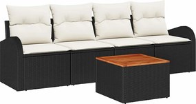 Sada zahradních pohovek 5 ks Černá polyratan 3347509