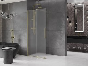 Mexen Velar, sprchová zástěna s posuvnými dveřmi Walk-in 75 x 200 cm, 8mm sklo námraza, zlatá lesklá, 871-075-000-33-50