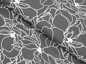 Biante Bavlněný povlak na polštář Sandra SA-269 Bílé designové květiny na šedém 35 x 45 cm