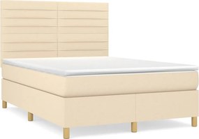 Box spring postel s matrací krémová 140x190 cm textil 3142414