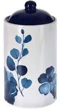 Dóza porcelánová, modrá, květinový vzor, 750 ml