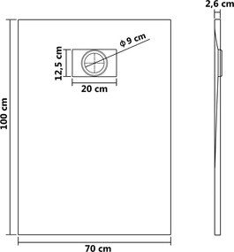 vidaXL Sprchová vanička SMC 100 x 70 cm [144771] Barva: Hnědá