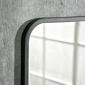HOMCOM Nástěnné zrcadlo s policí 70x50cm moderní elegantní obdélníkové černé do obývacího pokoje a předsíně | Aosom.de