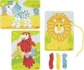 GOKI Provlékací obrázky - papoušek, lev a zebra