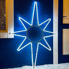Easy Fix 2D LED světelná hvězda X., 67 × 100 cm, ledově bílá, závěsná, hliník