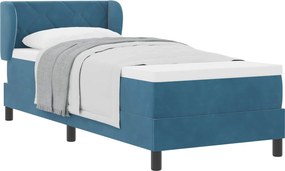 Postel s boxspringem s čelo Tmavě moddrá 80 x 200 cm samet 3340416