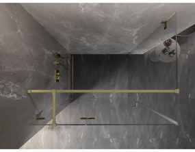 Mexen Lunar T, sklápěcí sprchový kout levý 115 x 110 cm, 8mm čiré sklo, zlatý matný profil, 834T-115-110-55-00-L