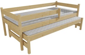 Vomaks Dětská postel s výsuvnou přistýlkou DPV 017 se zábranou Rozměr: 80 x 180 cm, Barva: surové dřevo