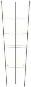 Opory pro zahradní rostliny se 4 kroužky 5 ks zelené 90 cm ocel