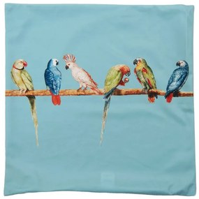 Tyrkysový povlak na polštář s papoušky na tyči – 45x45 cm