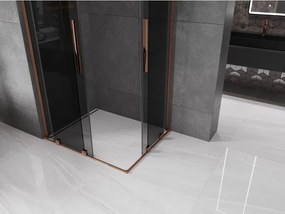 Mexen Velar L Duo, sprchový kout s posuvnými dveřmi 100 x 90 cm, 8mm šedé sklo, růžové zlato, 871-100-090-02-43-60