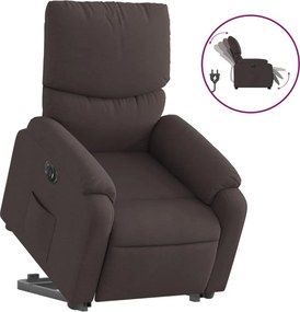Elektrické zvedací polohovací křeslo tmavě hnědé textil 3204853