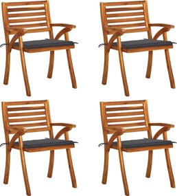 vidaXL Zahradní židle s poduškami 4 ks masivní akáciové dřevo [3075174] Barva: Vzor šedá kostka