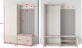 Předsíňová stěna RAYO 1 s čalouněnými panely, 140 cm, kašmír/ černá