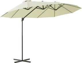 Outsunny Sluneční Umbrella Dvojitý Umbrella Oválný 445x270cm Křídlový Umbrella s Kličkou, Zahradní Sluneční Umbrella Krémově Bílá | Aosom
