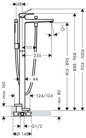 Hansgrohe Metropol, vanová baterie na podlahu, černá matná, 32532670