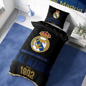 Bavlněné ložní povlečení FC Real Madrid - motiv Royal Black - 100% bavlna Renforcé - 70x90 cm +140x200 cm