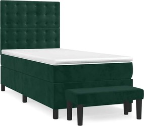 Box spring postel s matrací tmavě zelená 80 x 200 cm samet 3138052