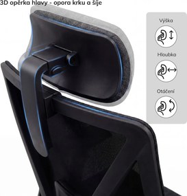 Ergonomická kancelářská židle černá se síťovinou VECTOR