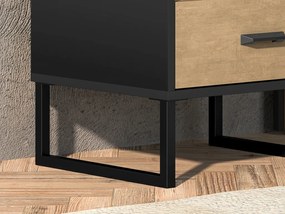 ML FURNITURE Noční stolek - COLT 08, zlatý dub/matná černá/prémiová ocel