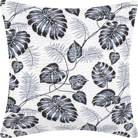 Krepový povlak na polštář Monstera - šedomodrý Velikost: 70 x 90