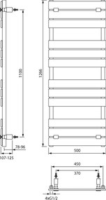 Aqualine Aqualine, BONDECO topné těleso 500x1266mm, černá mat, DC512B