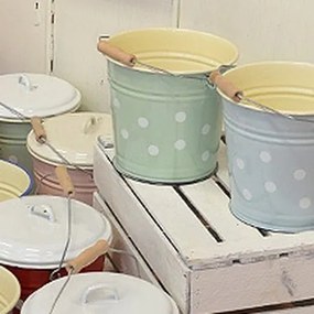 Modrý smaltovaný kyblík s puntíky Blue dot - Ø24*23cm - 6L