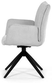 Židle jídelní, bílá látka, otočný mechanismus 180°, černý kov