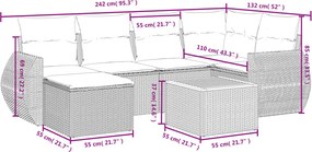 7dílná zahradní sedací souprava s poduškami černá polyratan 3257434