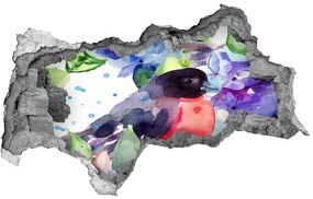 Wallmuralia Díra 3D fototapeta nálepka Pták a květiny 95x73 cm