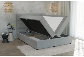 Světle šedá boxspring postel s úložným prostorem 140x200 cm Lola – Ropez