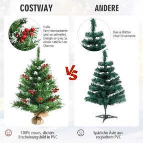 Costway 60 cm vysoký stůl vánoční stromek Realistický vánoční stromek s PVC
