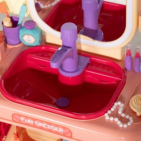 Dětský toaletní stolek AIYAPLAY 23 dílů, S make-up zrcadlem LED, světlem a hudbou, pro děti 3-6 let, růžový