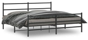 Kovový rám postele s hlavovým a nožním čelem černý 180 x 200 cm