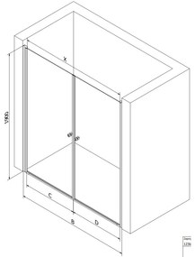 Mexen Pretoria Duo, 2-křídlé sprchové dveře do otvoru 140 cm, 6mm čiré sklo, chromový profil, 852-140-000-02-00