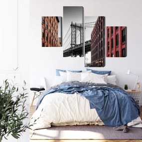 Vícedílný obraz Pohled Na Manhattan Bridge Z Washington Street Nedostatek Nedostatek Plátno Canvas 240x150