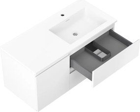 Mexen Orio, koupelnová skříňka 100 cm s pravým umyvadlem Otis, 2S, 1D, bílá matná, 91A13-10047-3-BBFFF01-W18P01