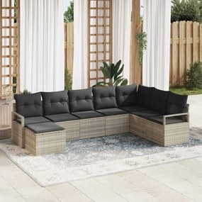 Set pohovek 7 ks Světle šedá polyratan 3346472