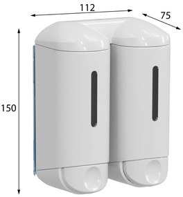MARPLAST MARPLAST, SHOWER SMALL dvojitý dávkovač tekutého mýdla, 2x170ml, bílá, A94601