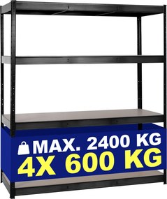 Regál s vysokou nosností 160x60x180 cm – černá