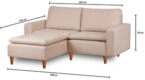 Hanah Home Rohová pohovka LUNGO MINI krémová