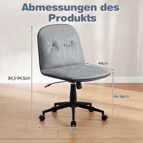 Costway Bezruká pracovní židle otočná kancelářská židle z umělé kůže
