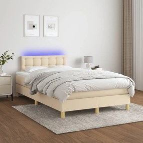 Box spring postel s matrací a LED krémová 120x190 cm textil 3270121