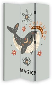 Ozdobný paraván Kouzelná velrybí zvířata - 110x170 cm, třídílný, klasický paraván