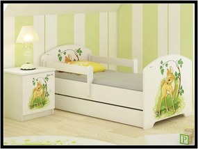 Dětská postel Oskar Bambi 140x70 cm - Norská borovice - 1x krátká + 1x dlouhá zábrana bez šuplíku