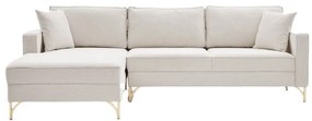 Hanah Home Rohová pohovka BERLIN krémová se zlatou levá 258 cm
