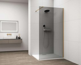 Polysan Esca - Sprchová stěna Walk-In 100x210 cm, Antidrop, kouřové sklo/matná zlatá ES1210-04