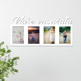 dřevo života Dřevěný fotorámeček Naše vnoučata Zvolte barvu dekoru: Bílá, Zvolte velikost fotografie (cm): 10x15, Počet fotorámečků: 4