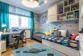 Dětský koberec Lima C495A modrý/světle šedý Planety